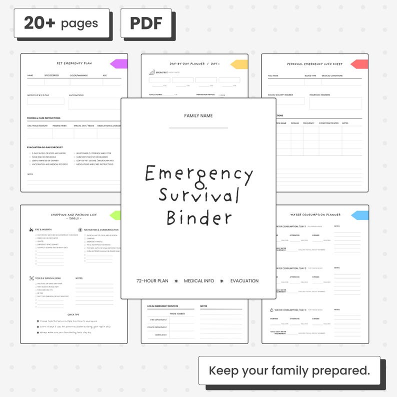 Family Emergency Survival Binder | Disaster Prep Planner (PDF) - Etsy