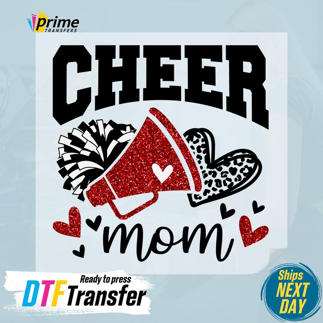 Cheer Mom Glitter Effect DTF Transfer: Cheerleading Sports Design - Etsy