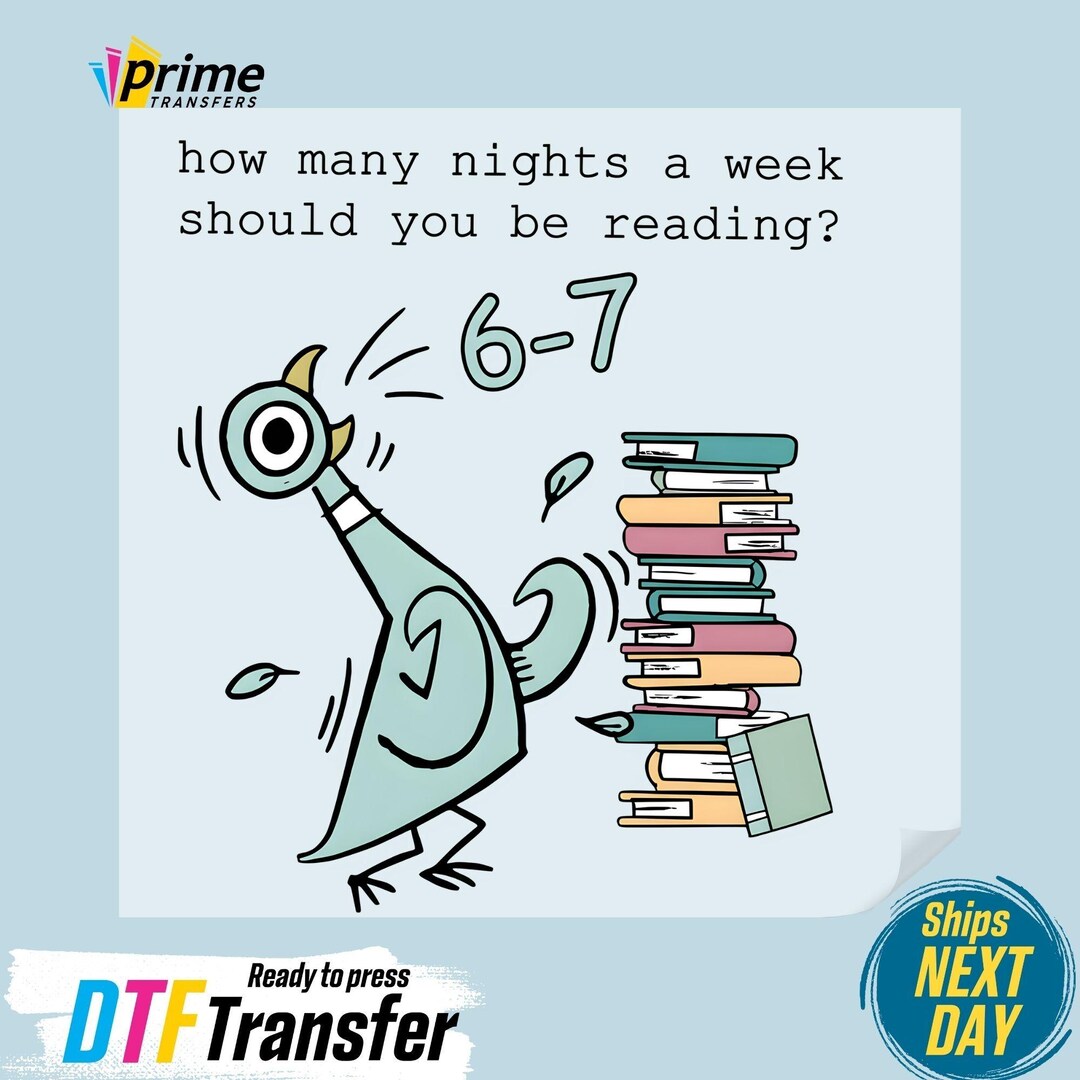 Pigeon Reading DTF Transfer, Kids Book Design, Ready to Press - Etsy