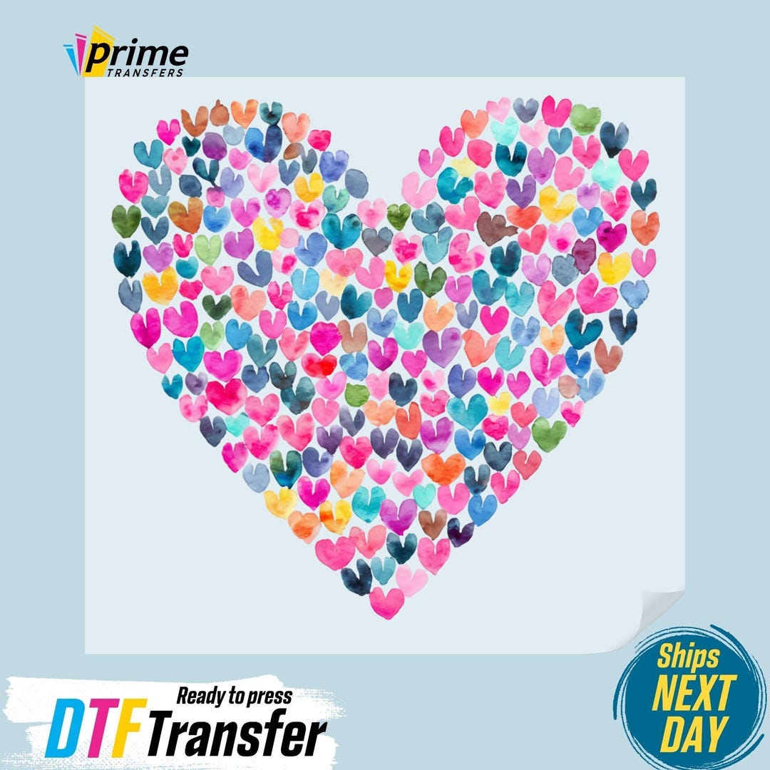 Valentines Day Heart Dtf Transfer, Valentine Hearts Brushstroke Ready ...