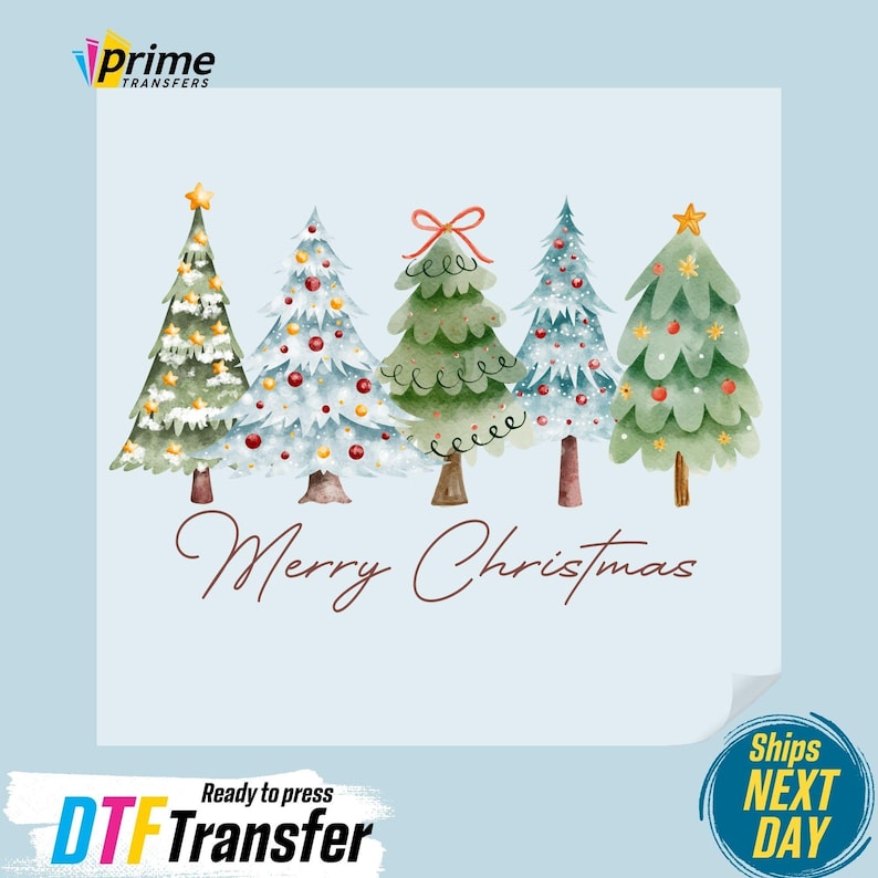 Merry Christmas Tree DTF Transfer: Ready to Press Heat Transfer - Etsy