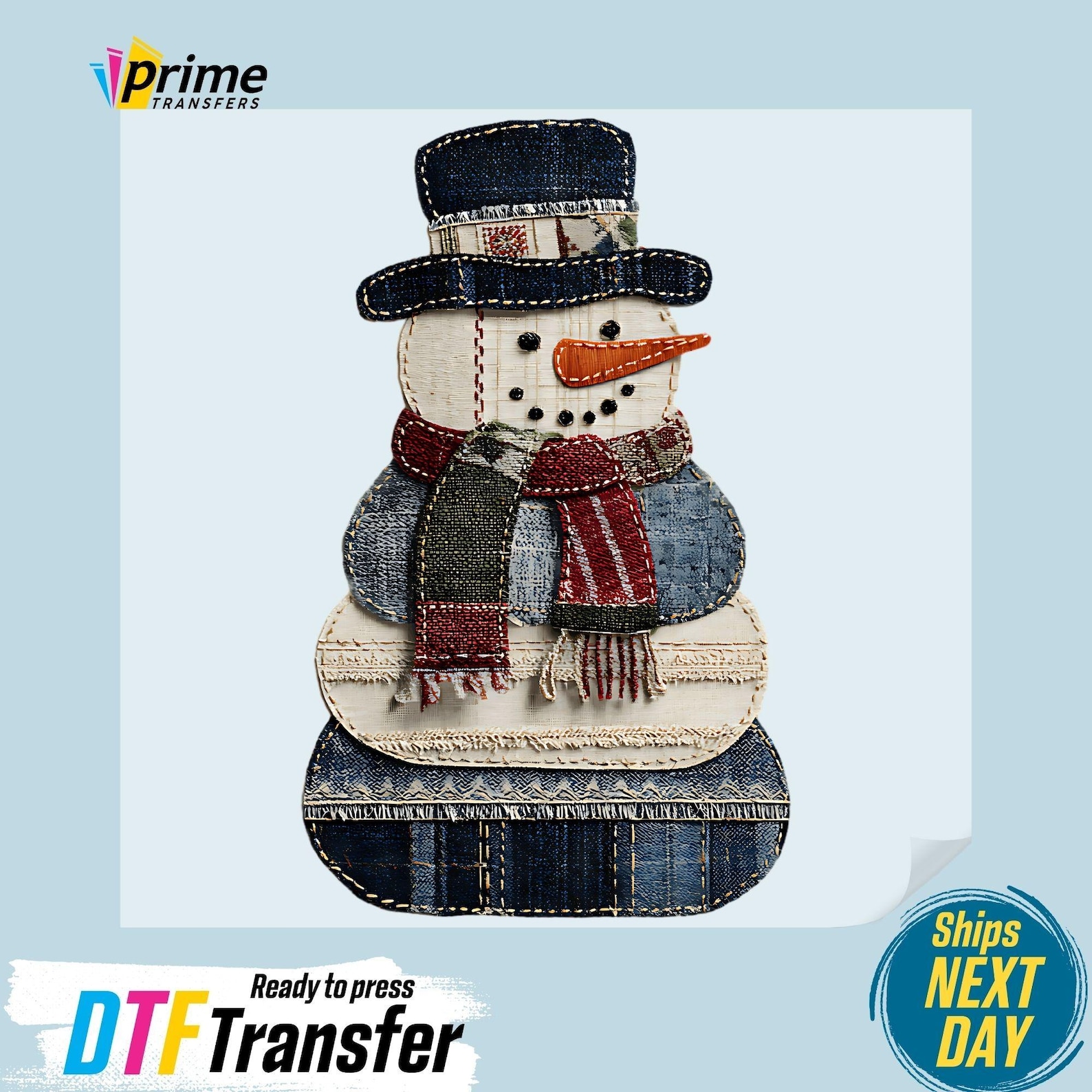 Patchwork Snowman DTF Transfer: Christmas Ready to Press - Etsy