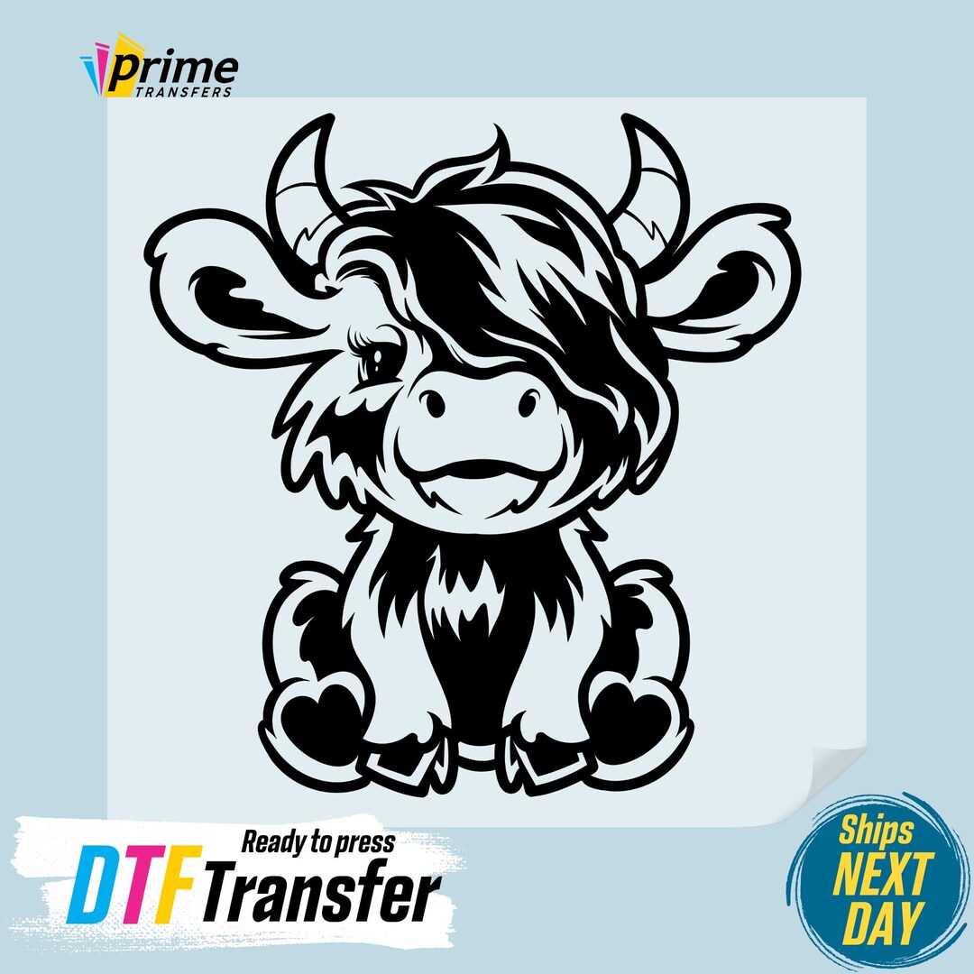 Highland Cow Baby DTF Transfer, Cow Ready to Press Iron on Decal, Cute ...