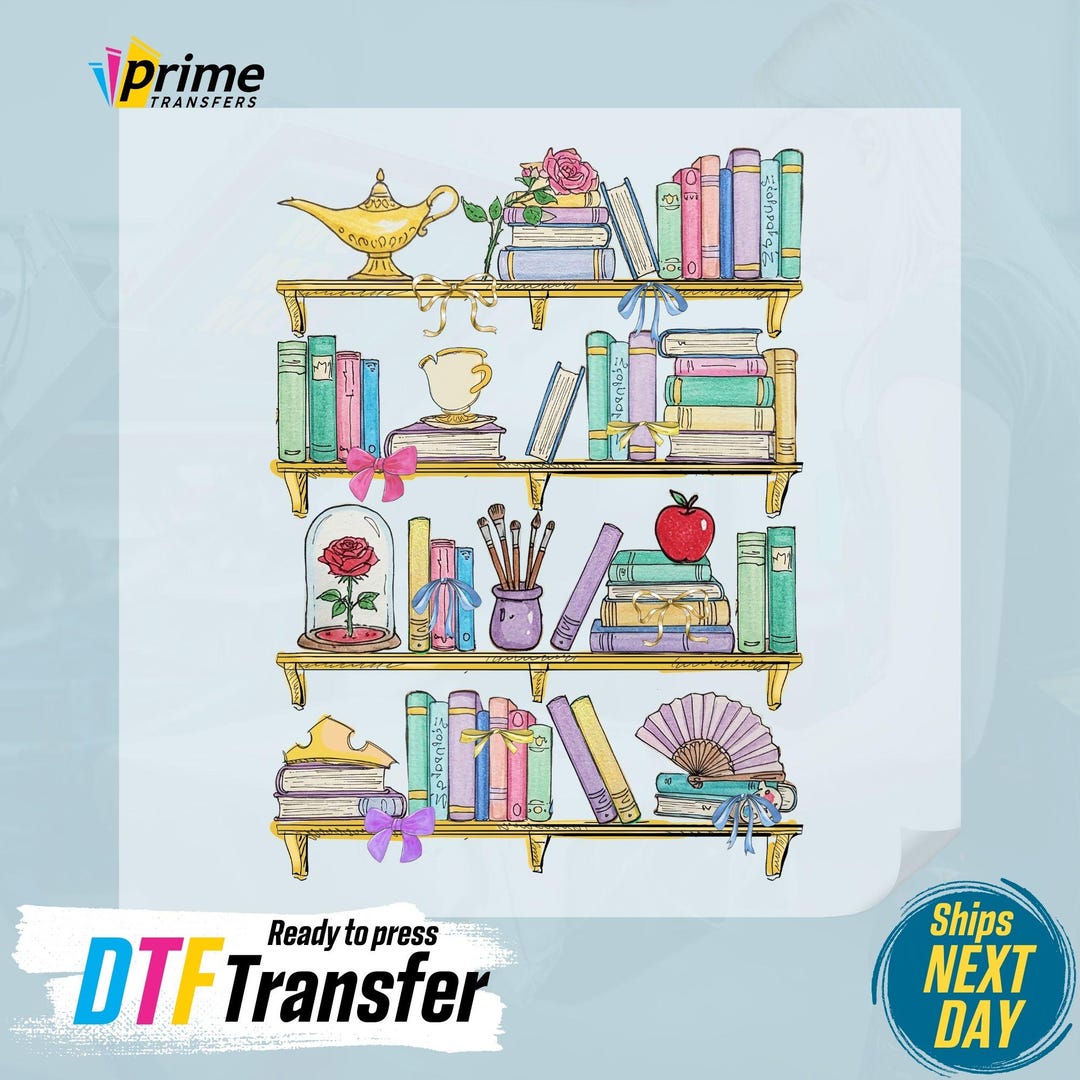 Princess Book DTF Transfer: Belle's Library Heat Press Print - Etsy