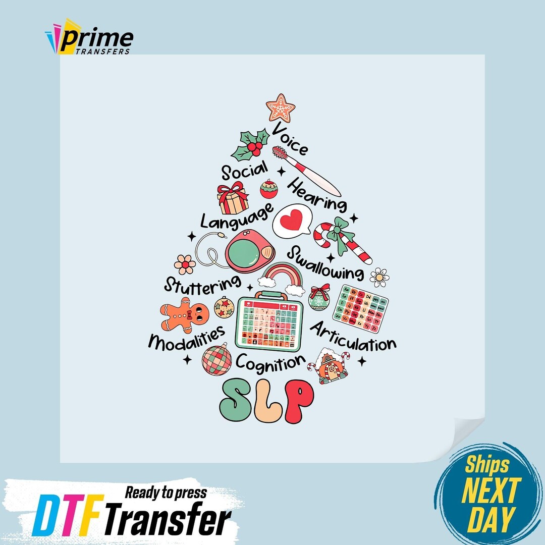 Christmas SLP Tree DTF Transfer: Speech Therapy Gift - Etsy