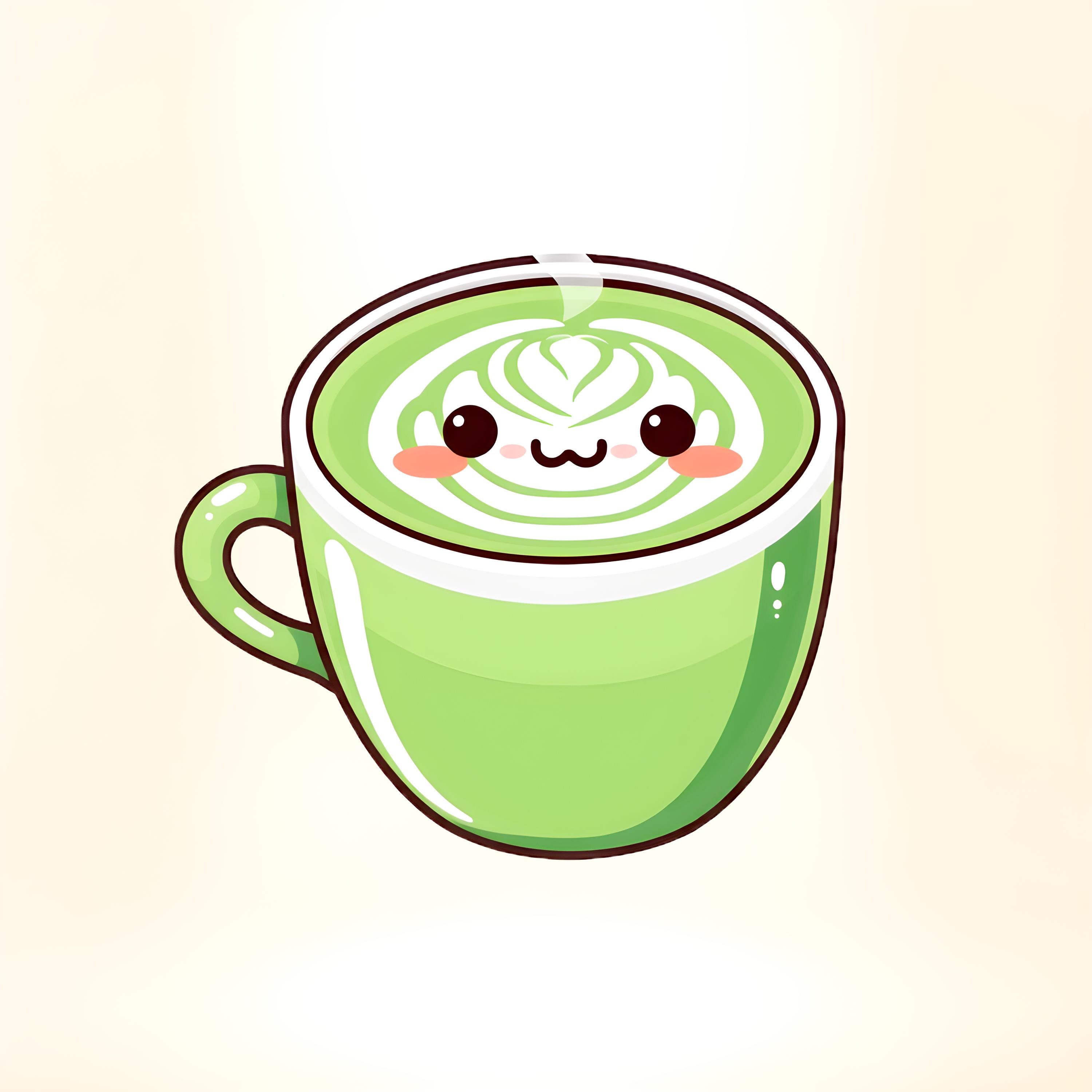 Cozy Matcha Latte PNG Sticker | Kawaii Café Clipart | Cute Digital ...