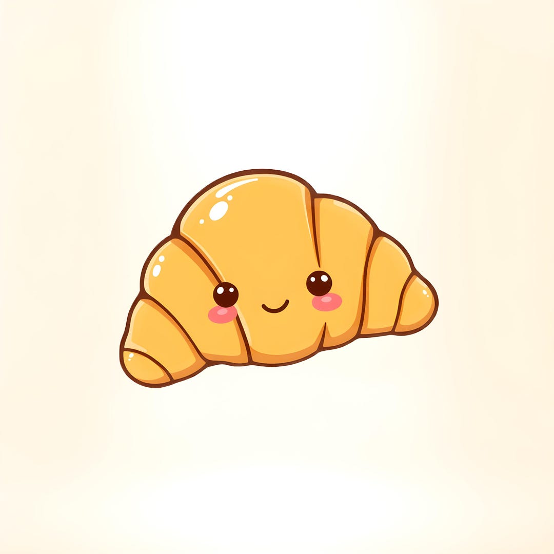 Chibi Croissant PNG Sticker Kawaii Bakery Clipart Cute Digital Download ...