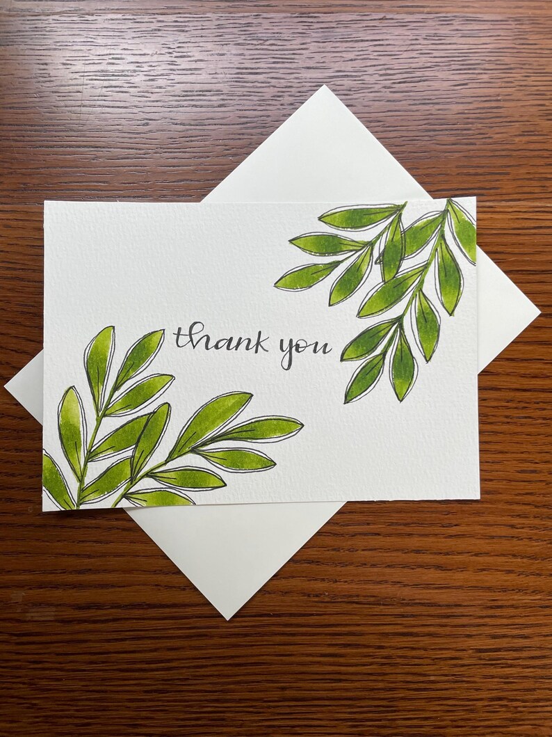 Set of 5 Hand Painted Watercolor Thank You Cards – Flat 5x7 Notecards ...