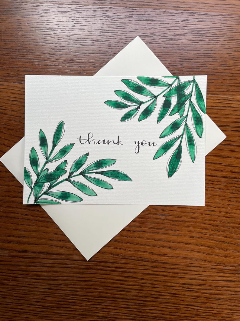 Set of 5 Hand Painted Watercolor Thank You Cards – Flat 5x7 Notecards ...