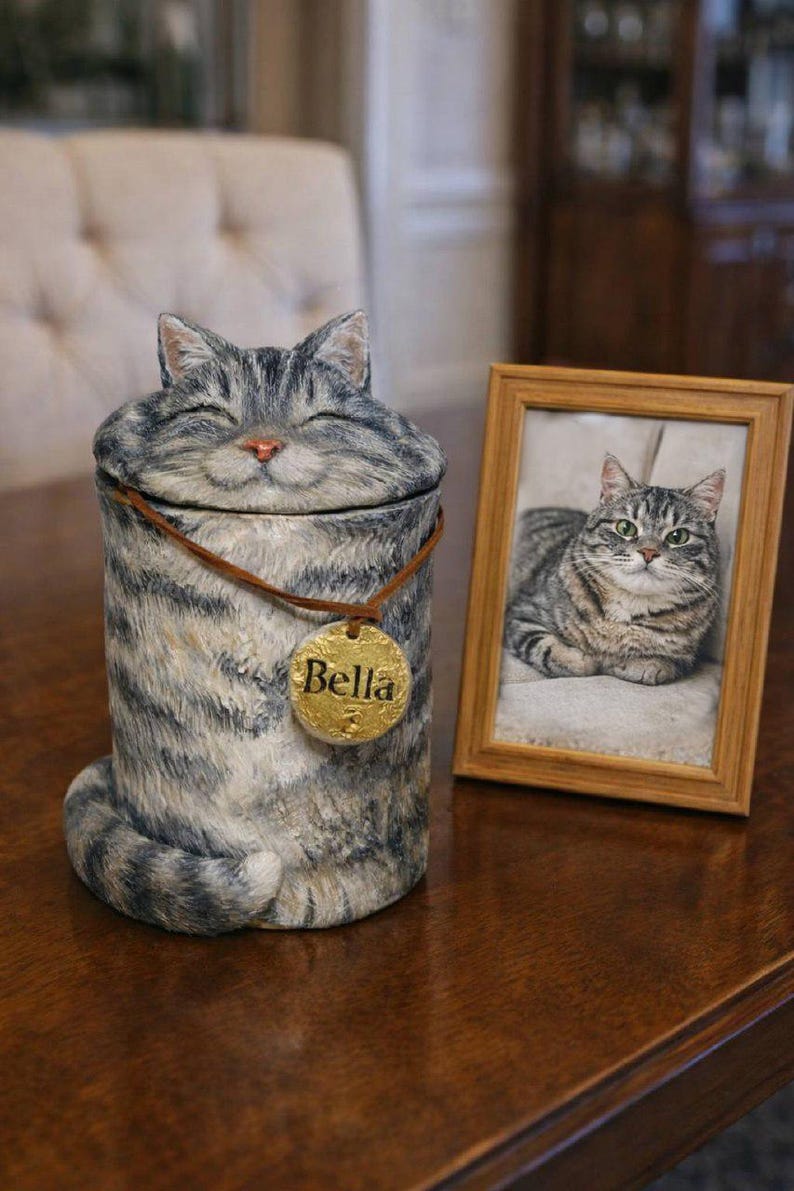 Keepsake Cat Cremation Urn, Pet Name Memorial, Custom Pet Portrait ...