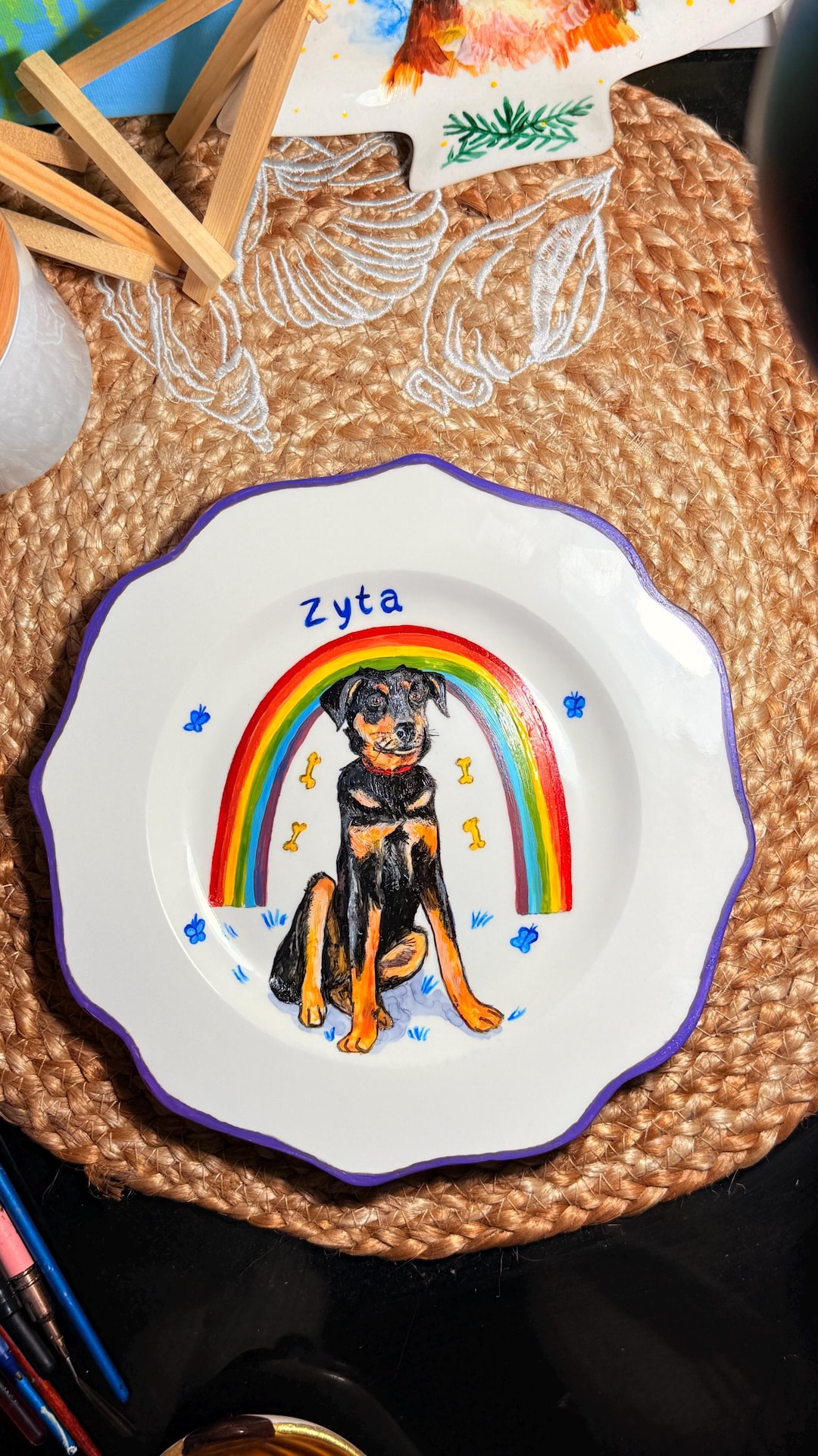 Custom Painted Dog Ceramic Plate, Cat Portrait, Pet Owner Gift ...