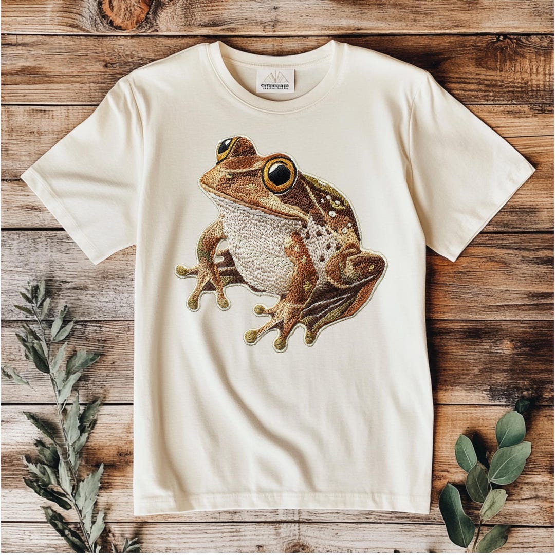 Faux Embroidered Frog Design PNG Instant Download | Embroidery Patch ...