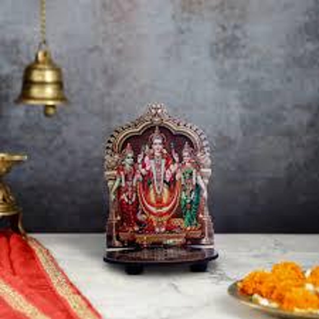 Hindu Deity Murugan Valli Deivanai Religious Wall Art With Wooden Stand ...