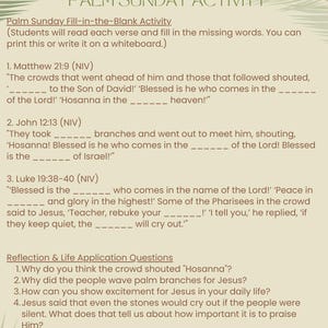 Palm Sunday Scripture Scavenger Hunt Bible Verse Lookup Game ...