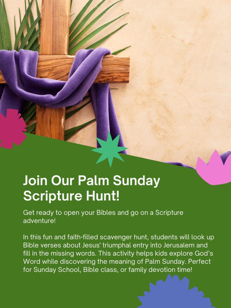 Palm Sunday Scripture Scavenger Hunt Bible Verse Lookup Game ...