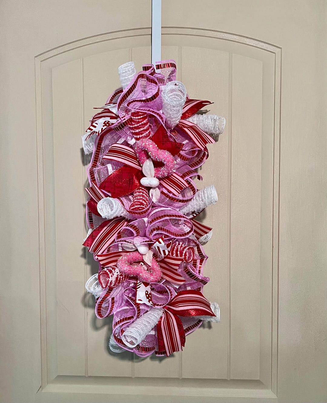 Valentine Heart Paint Stick Swag, Pink, Red Door Hanger, Sweet ...