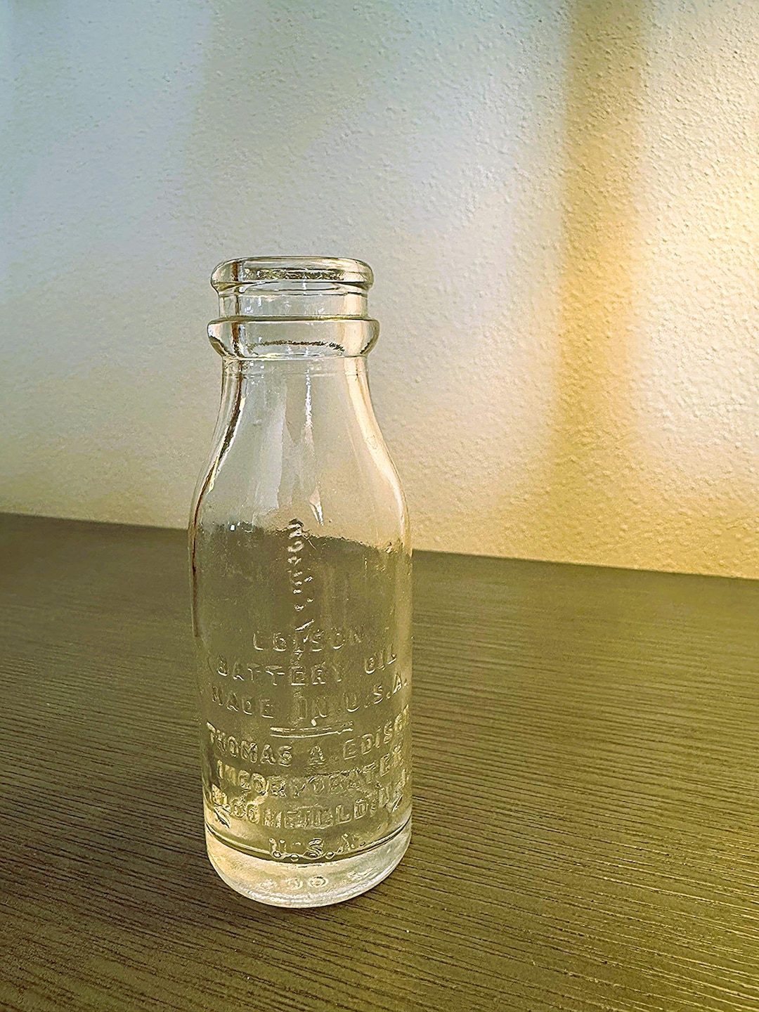 Vintage Thomas Edison Battery Oil Bottle: Clear Glass Antique Decor - Etsy