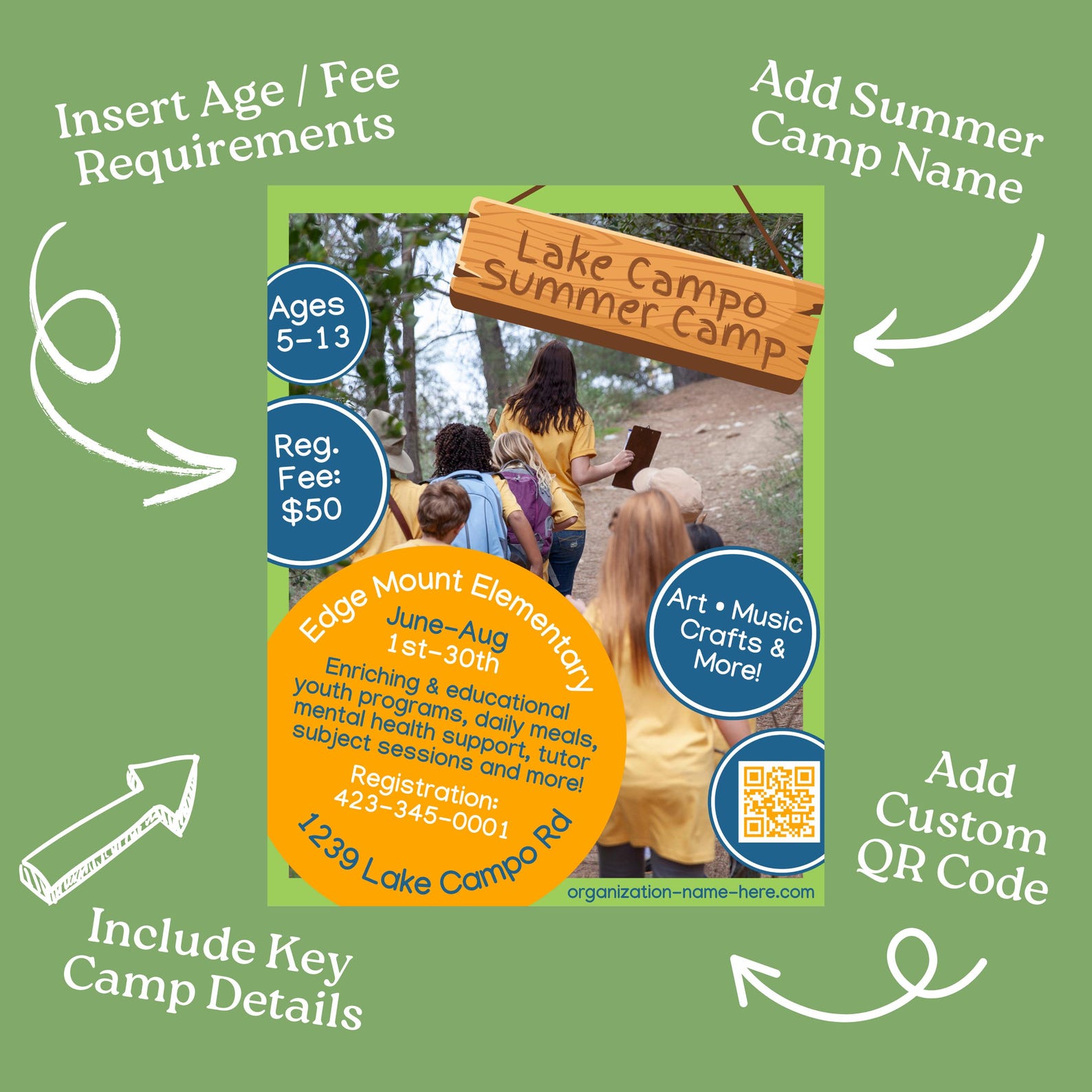 Student Summer Camp Poster - Kids Flyer Summer School Enriching ...
