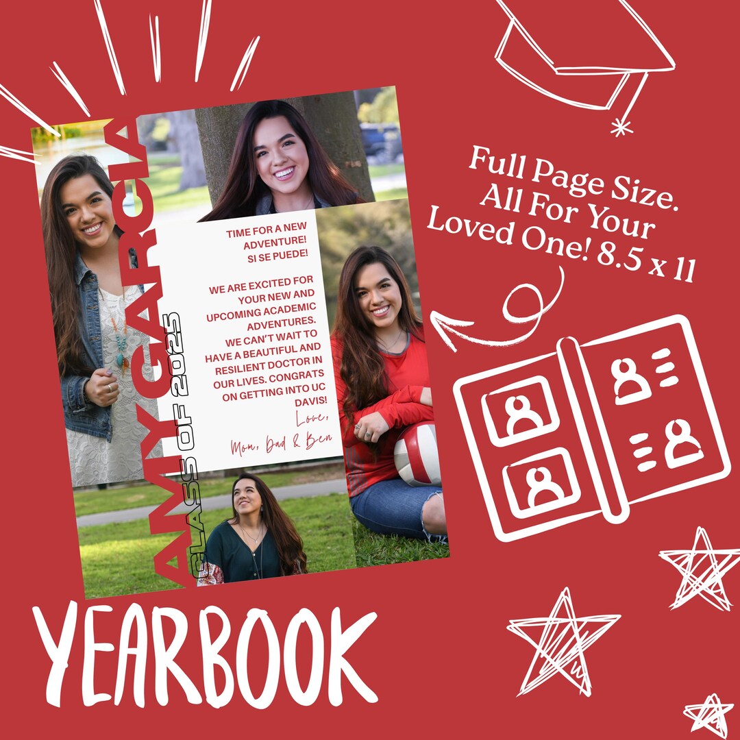 Yearbook Ad Template Graduation Insert Tribute Full Page Senior Photo ...