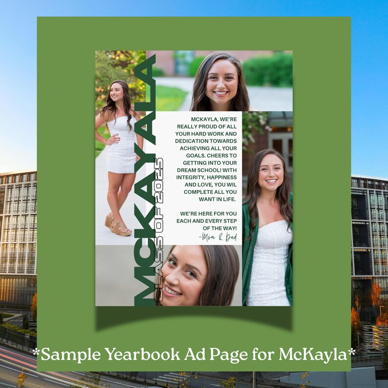 Editable Yearbook Ad Template: Graduation Photo Collage (8.5x11 ...