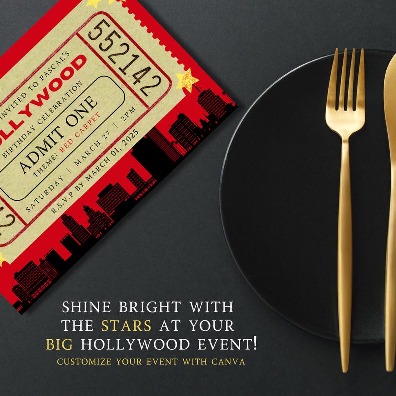 Hollywood Birthday Invitation: Red Carpet Theme (digital) - Etsy