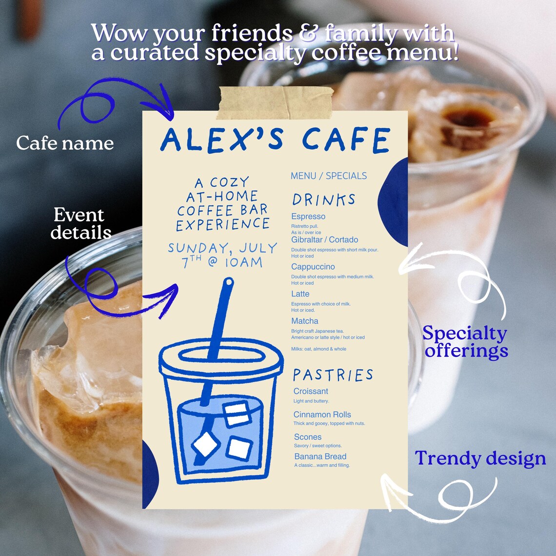 Coffee Menu Sign - Cozy Apartment Cafe List Template Hand Drawn Kitchen ...