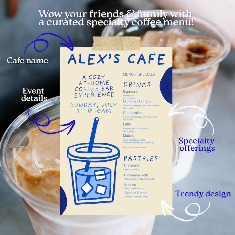 Coffee Menu Sign - Cozy Apartment Cafe List Template Hand Drawn Kitchen ...