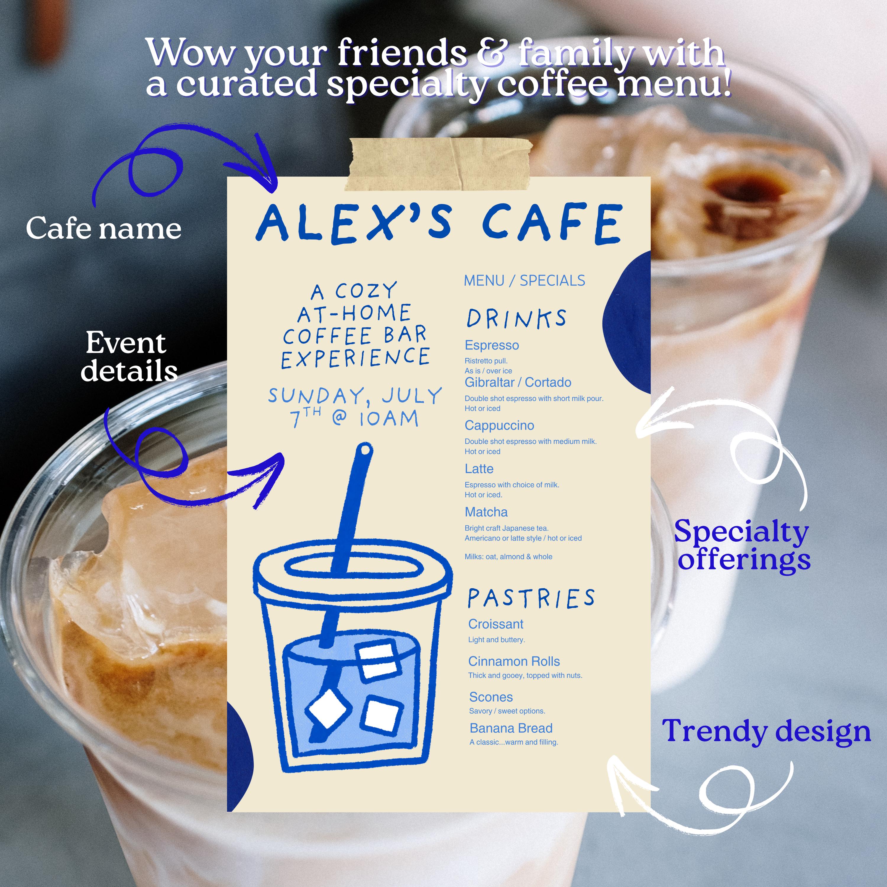 Coffee Menu Sign - Cozy Apartment Cafe List Template Hand Drawn Kitchen ...