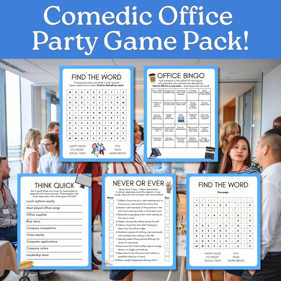 Comedic Office Party Game Bundle - Printable Team Building Games Ice ...