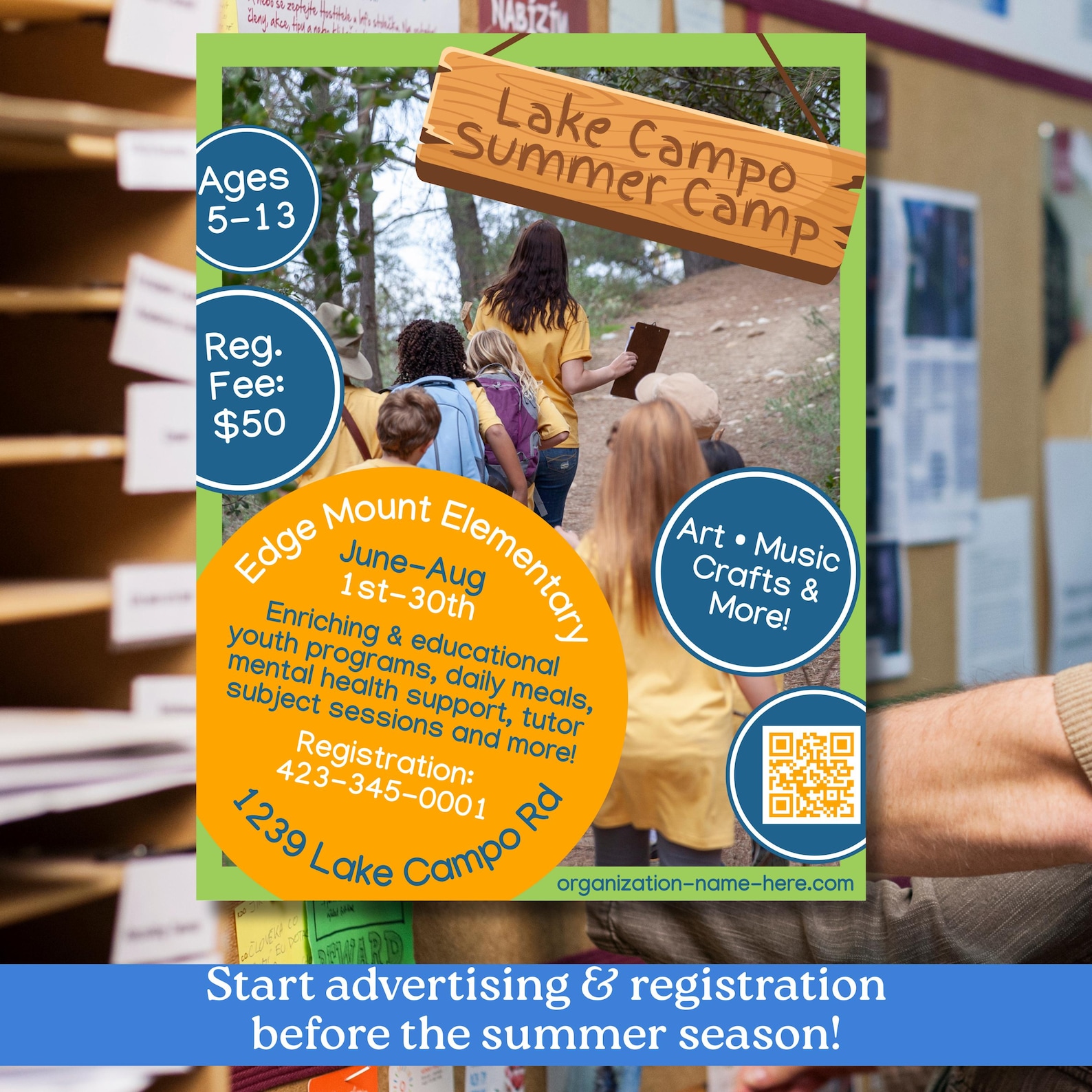 Student Summer Camp Poster - Kids Flyer Summer School Enriching ...