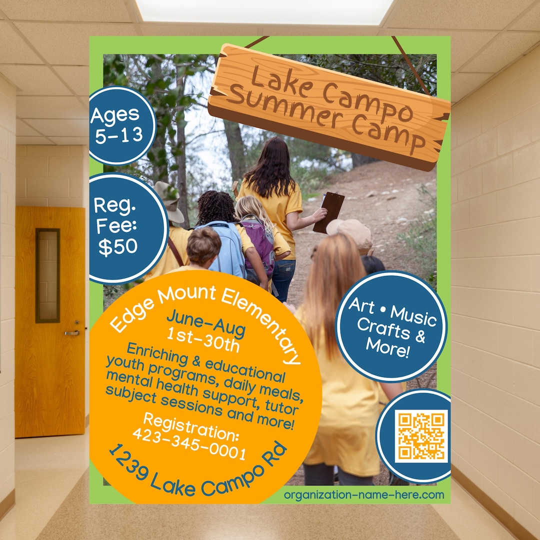 Student Summer Camp Poster - Kids Flyer Summer School Enriching ...