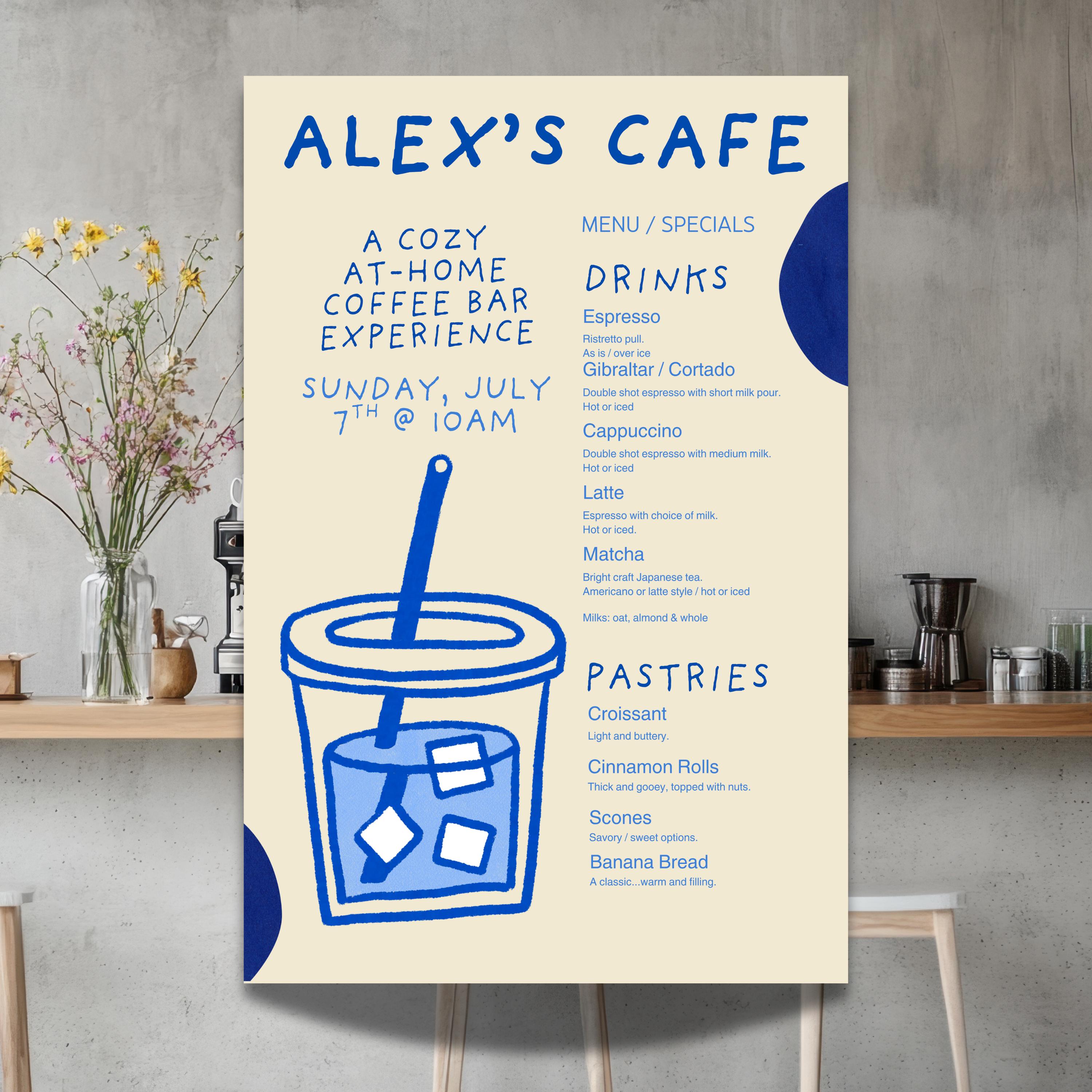 Coffee Menu Sign - Cozy Apartment Cafe List Template Hand Drawn Kitchen ...