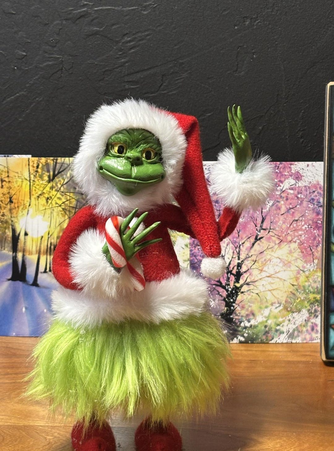 Handmade Sculpted Polymer Clay Grinch Art Doll – Collectible OOAK ...