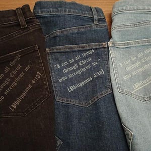 Personalized Engraved Jeans for Friend Gift Custom Denim Gothic Cross ...