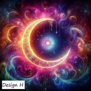 Mystical Moon Funky Colorful Digital Print AI Art - Etsy