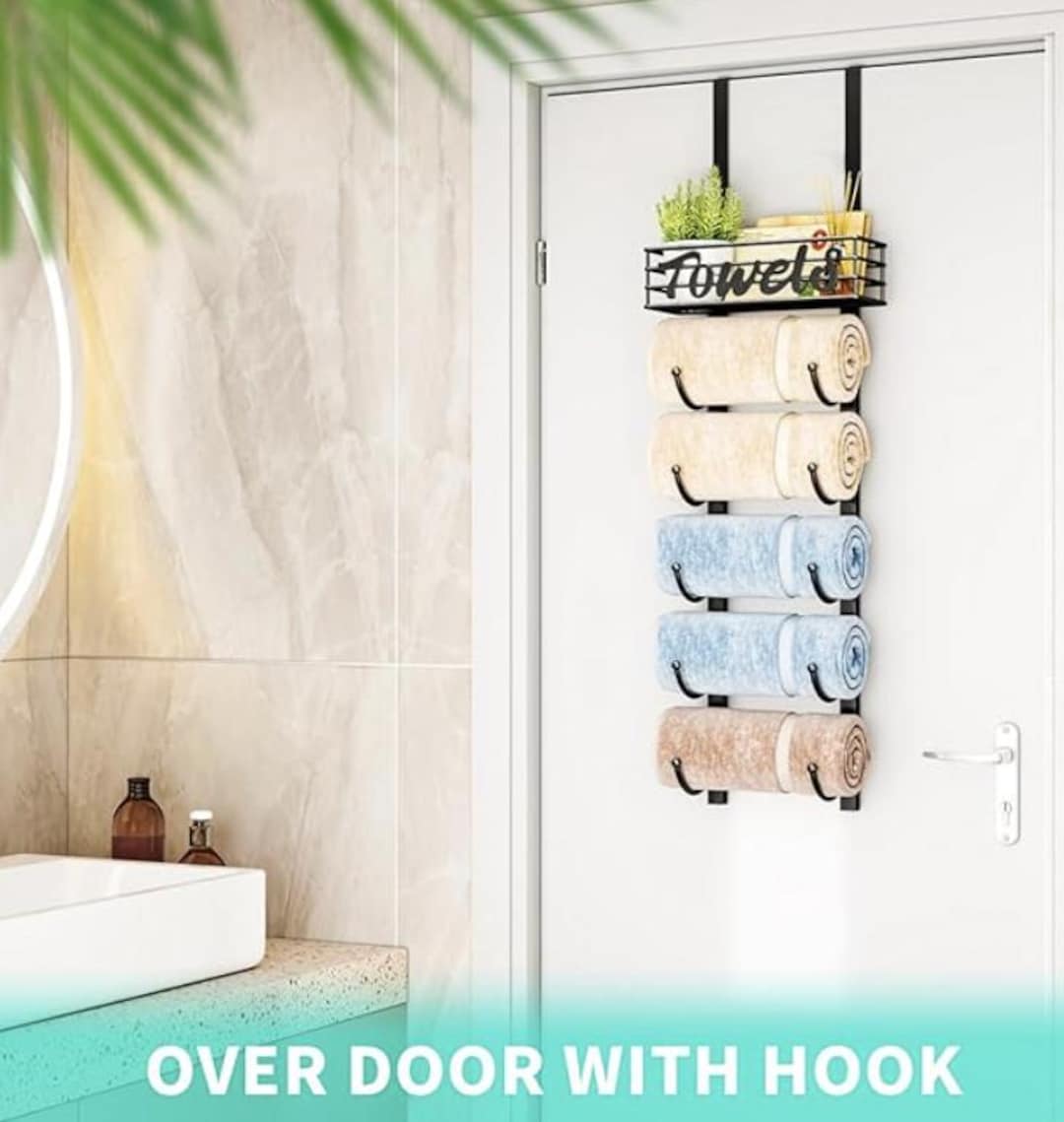 Over Door Towel Rack-towel Storage Rack Wall Mounted With Metal Shelf ...