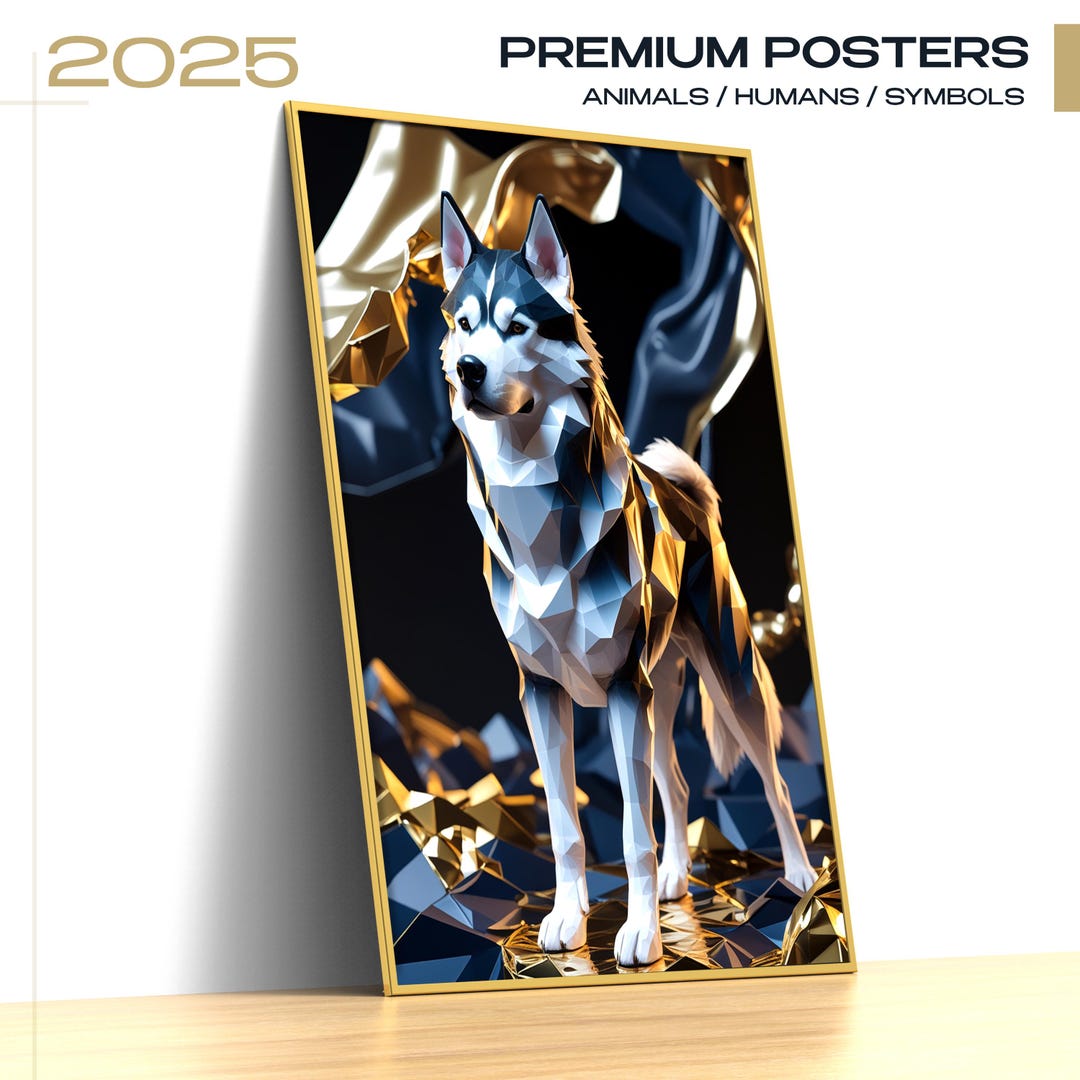 Siberian Husky Printable Poster – Geometric Digital Art | Modern Dog ...