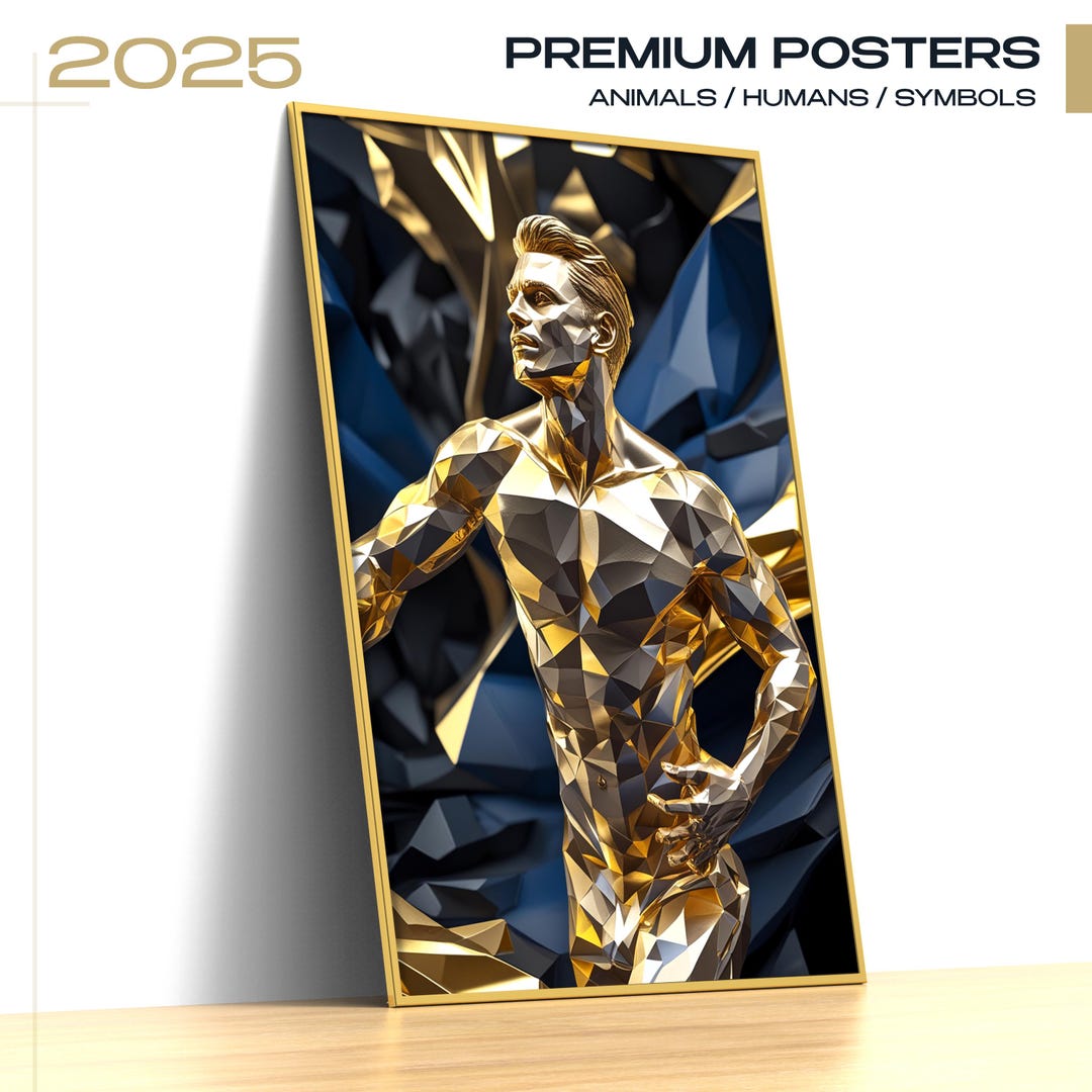 Polygonal Male Body Poster – Modern 3D Digital Art – Stylish Masculine ...