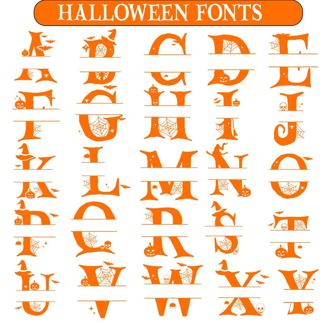 Halloween Split Alphabet SVG: Halloween Font Svg, Halloween Letters ...