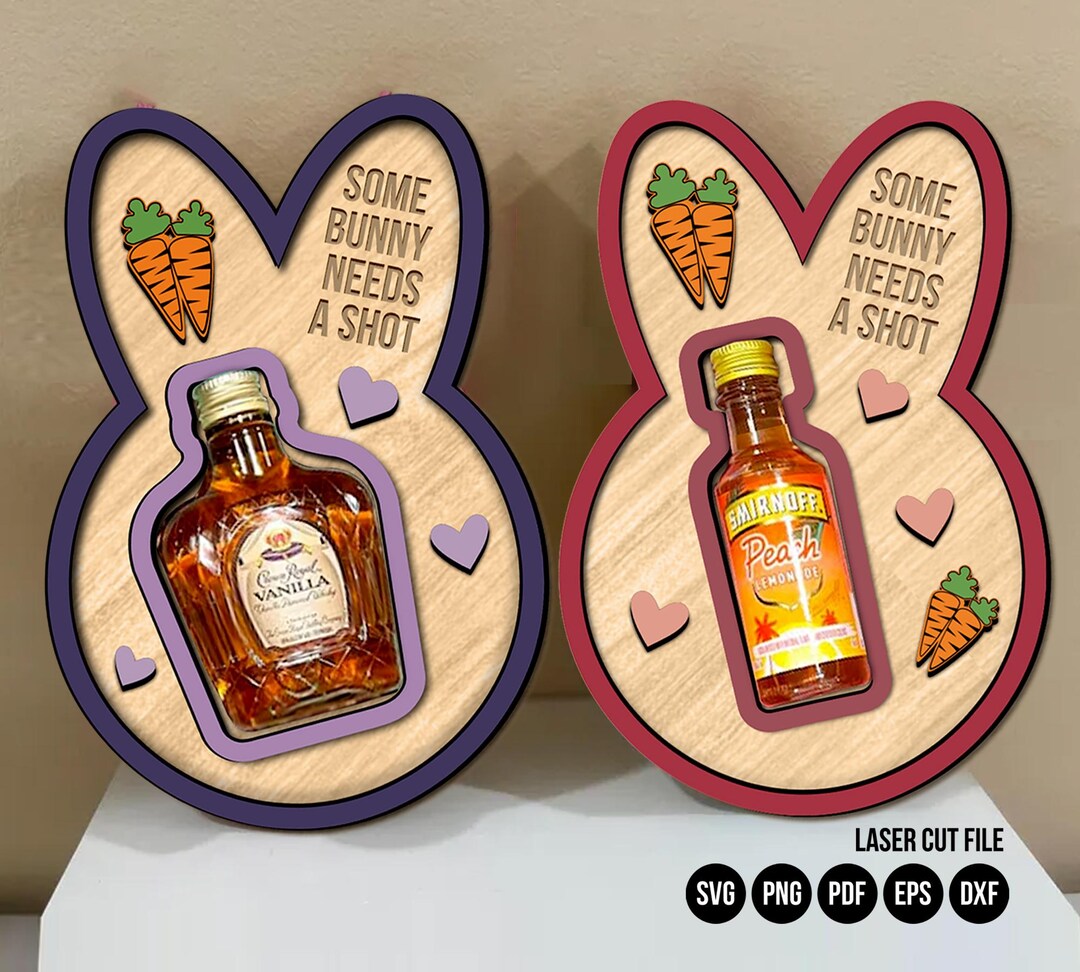 Easter Bunny Mini Alcohol Bottle Holder SVG: Adult Easter Laser Files ...