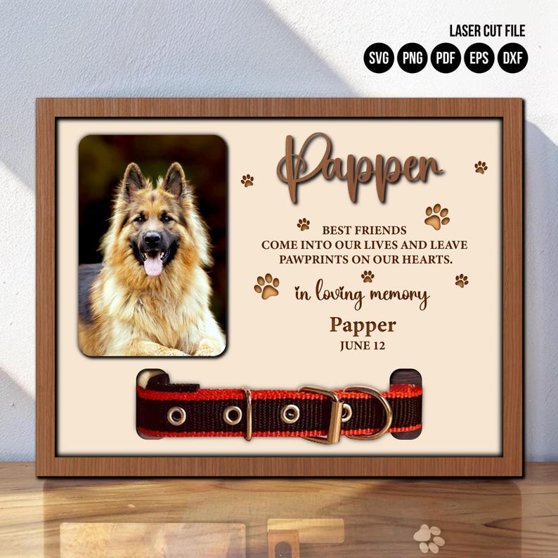 Personalized Pet Memorial Sign SVG: Dog Collar Frame, Laser Cut File - Etsy