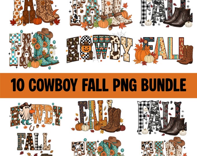 10 Cowboy Fall PNG: Autumn Cowboy Boots Png, Fall Pumpkin Png, Autumn ...