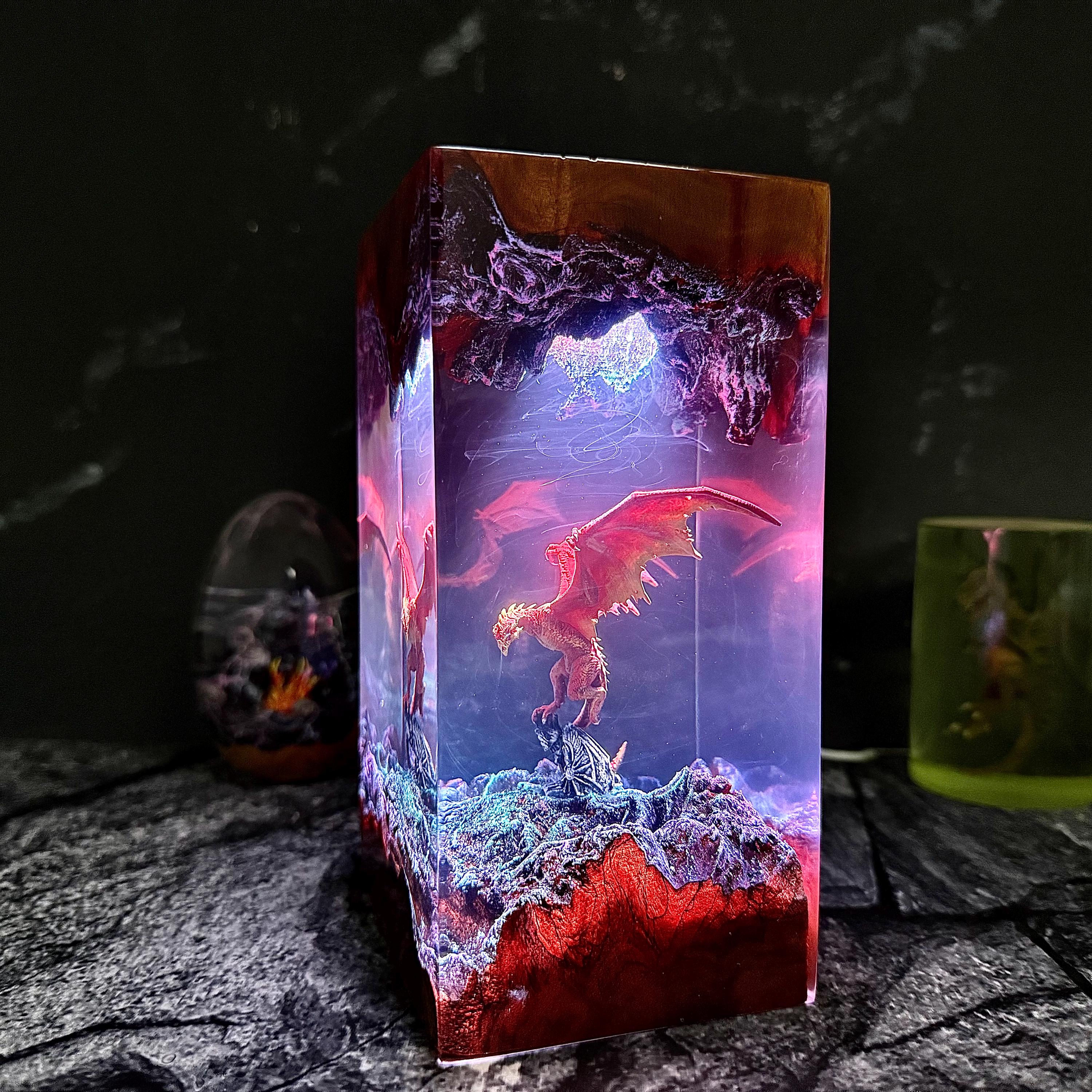 Fire Legend Dragon Diorama Resin Night Light Gift for Him, Birthday ...