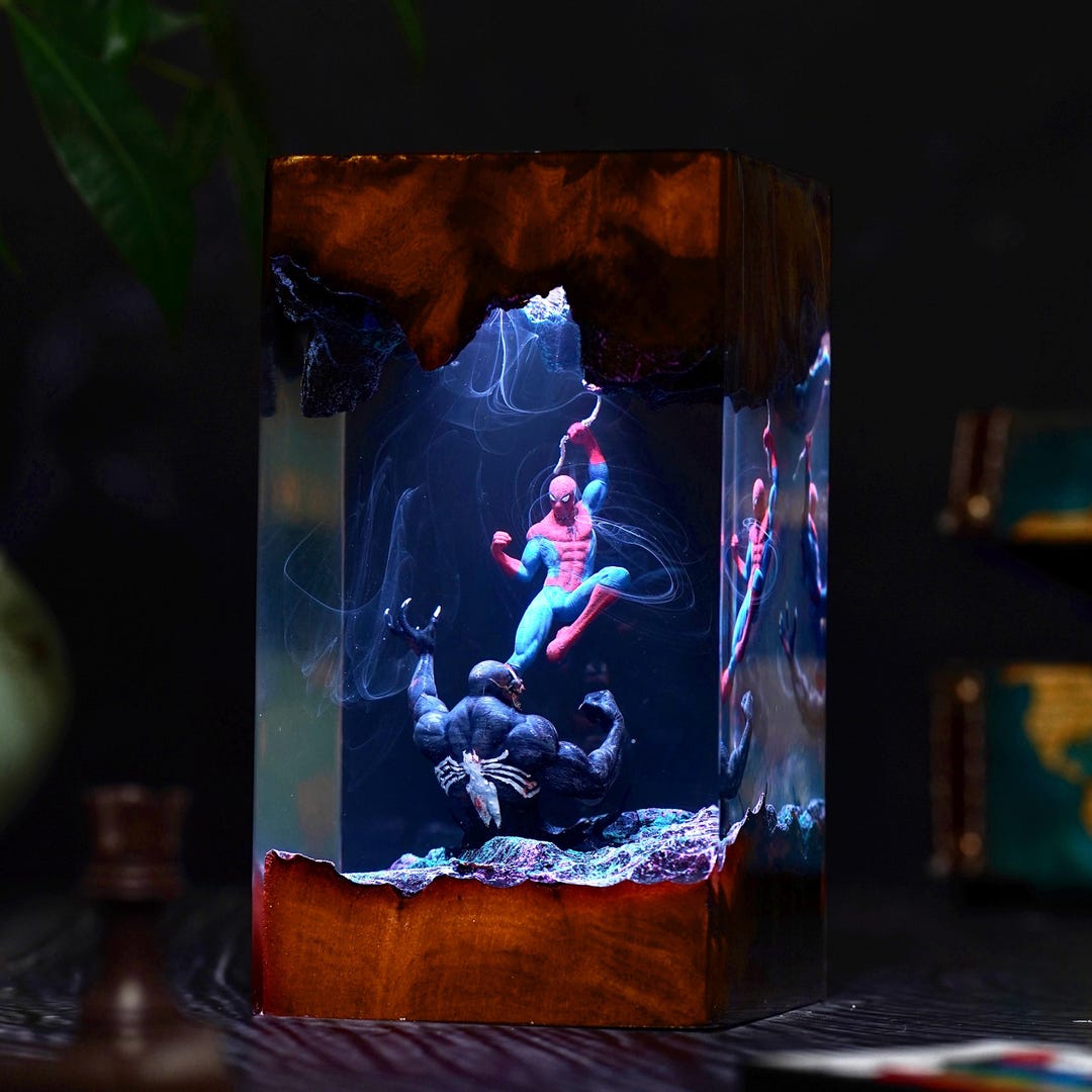 Super Hero Resin Lamp, Fighter Anime Scene Night Light, Geeky Room ...