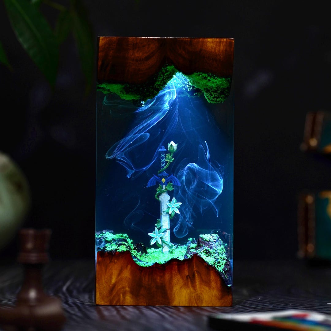 Master Sword Night Light TTOK Lamp, Resin Wood Night Light, Gamer Gift ...