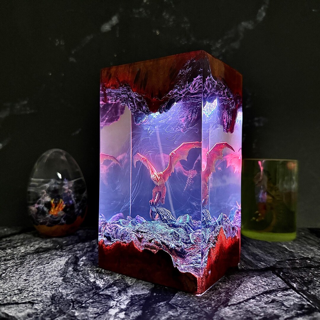 Fire Legend Dragon Diorama Resin Night Light Gift for Him, Birthday ...