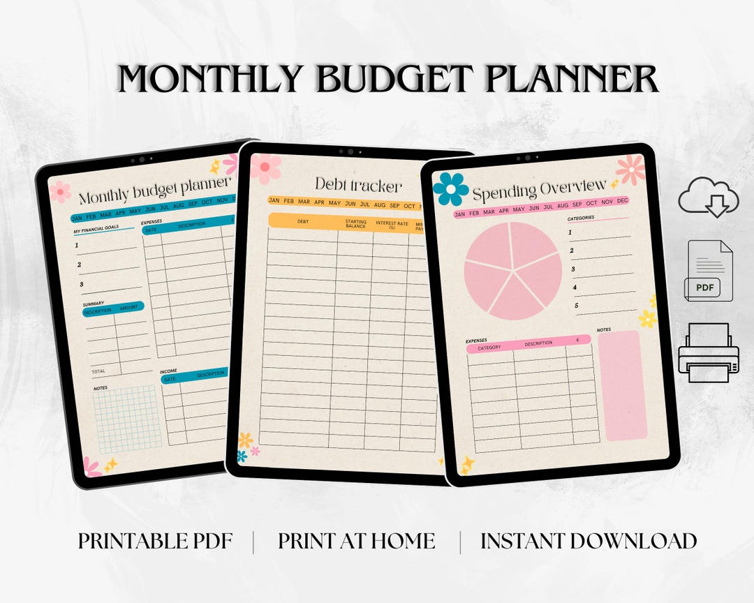 Monthly Budget Planner | Minimalist Design | Financial Planner for ...