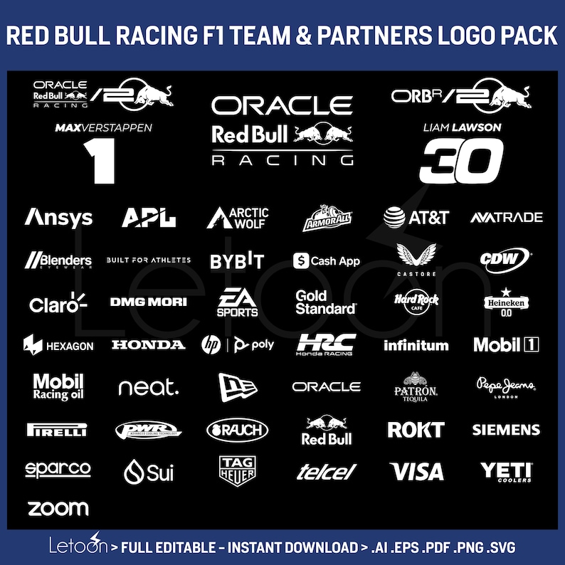 Formula 1 - Red Bull Racing F1 Team 2025 & Partners Logo Pack - HQ ...