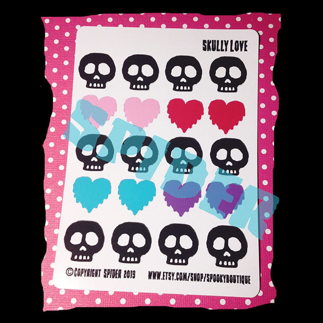 Planner Stickers Skully Love Sticker 20 Kiss Cut Glossy Sheet Drippy ...