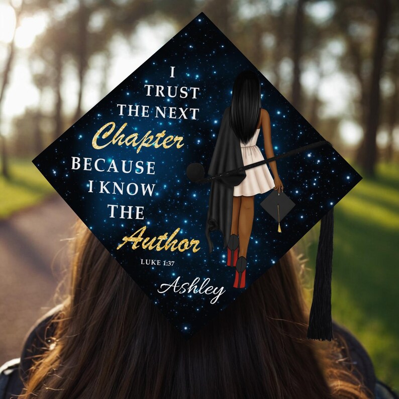 Christian Grad Cap Topper Custom Name With Bible Verse Luke 1:37 Faith ...